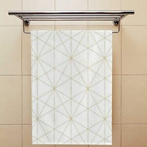 2 Piece Hands Towels for Bathroom and Hotel with Golden Lines Pattern,Single-Sided Pattern Soft Towel Set Highly Absorbent Fingertip Towels