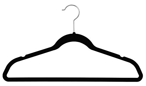 Econoco HSL17PB50 Velvet Suit Hanger with Notch, Black (Pack of 50)