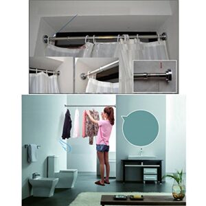 2pcs Stainless Steel Extensible Closet Rod Extender Hanging Shower Curtain Pole Retractable Clothes Hanger