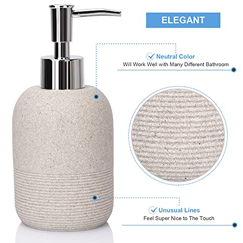 L'ARL GMVOI Bathroom Accessory Set,4 Piece Bathroom Decor Accessories Sets Complete with Soap Dispenser,Toothbrush Holder,Bathroom Tumbler,Soap Dish for Bathroom Vanity Countertop Accessories,Beige