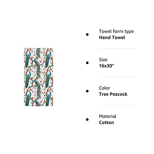 Naanle Chic Beautiful Luxuriant Peacock Flowers Branch Pattern Guest Towel Soft Hand Towels Multipurpose for Bathroom, Hotel, Gym and Spa (16" x 30",Floral)