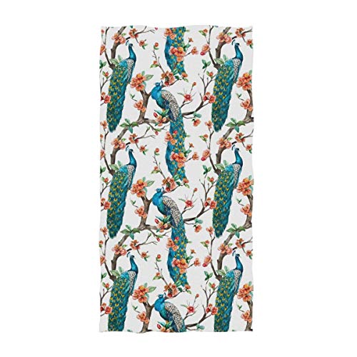 Naanle Chic Beautiful Luxuriant Peacock Flowers Branch Pattern Guest Towel Soft Hand Towels Multipurpose for Bathroom, Hotel, Gym and Spa (16" x 30",Floral)