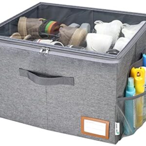 PENGLONG Adjustable Storage Bins for Closet, Wardrobe Clothes Organizer, Shoe Bin, Shoe Organizer, Toys, Closet Storage Solution with Clear Window (Dark Grey Mesh Bag)