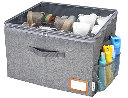 PENGLONG Adjustable Storage Bins for Closet, Wardrobe Clothes Organizer, Shoe Bin, Shoe Organizer, Toys, Closet Storage Solution with Clear Window (Dark Grey Mesh Bag)