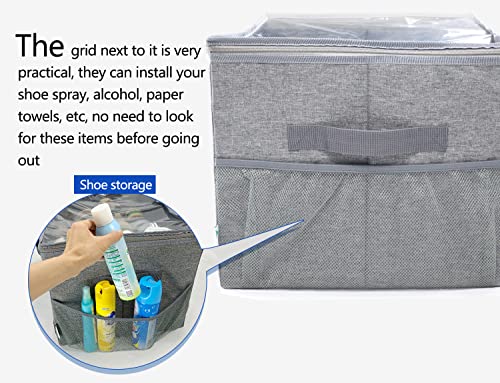 PENGLONG Adjustable Storage Bins for Closet, Wardrobe Clothes Organizer, Shoe Bin, Shoe Organizer, Toys, Closet Storage Solution with Clear Window (Dark Grey Mesh Bag)