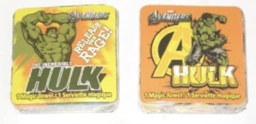 2 Different Incredible Hulk Magic Pop Up Towel Wash Cloths - Varied Designs