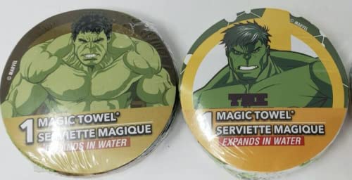 2 Different Incredible Hulk Magic Pop Up Towel Wash Cloths - Varied Designs