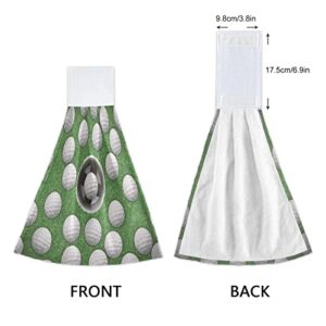 Sport Ball Golf Theme Hanging Kitchen Towels 2 Pack Dish Cloth Tie Towel, Absorbent Soft Hand Towels with Hanging Loop for Bathroom Farmhouse Bar Tabletop Home Decor