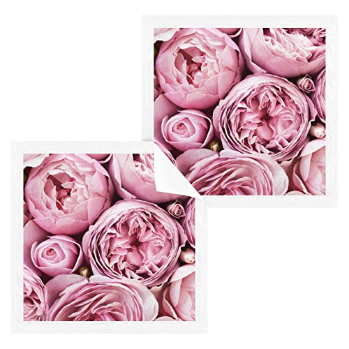 ALAZA Wash Cloth Set Pink Rose & Flower - Pack of 6 , Cotton Face Cloths, Highly Absorbent and Soft Feel Fingertip Towels(236br3a)