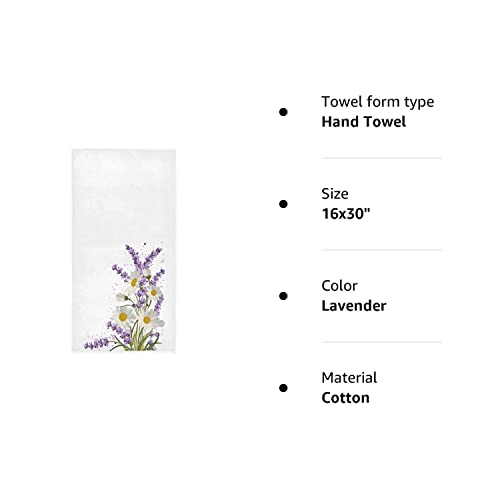 Naanle Stylish Beautiful Daisy Lavender Flowers Soft Guest Large Home Decorative Hand Towels Multipurpose for Bathroom, Hotel, Gym and Spa (16 x 30 Inches,White)