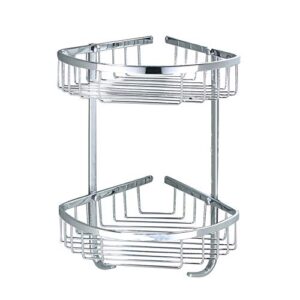 sus 304 stainless steel shower caddy basket bathroom corner 2-tier large triangular shower basket wall mount polished