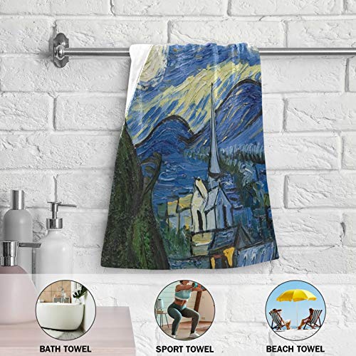 xigua 2pcs Starry Night Hand Towel Set Soft Fast Drying Washcloths Face Towels for Bathroom, Hotel, Spa, Yoga and Beach, 28 x 14 Inch