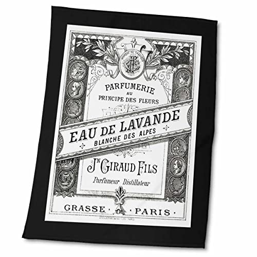 3dRose - Florene French Vintage - Image O Vintage F Paris Perfume Label in Black and White - Towels (twl-223065-2)