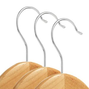 Casafield - 40 Natural Wooden Suit Hangers - Premium Lotus Wood with Notches & Chrome Swivel Hook for Dress Clothes, Coats, Jackets, Pants, Shirts, Skirts