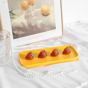 Ceramic Bathroom Tray,Kitchen Sink Organizer Tray,Cosmetics Holder,Vanity Trays,Candle Tray,Dessert Plate,Simple Style Rectangle Tray for Dessert Fruit Jewelry Perfume Soap Succulents Plant (Yellow)