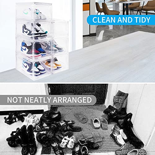 TABINBOX Clear Plastic Shoe Boxes, Stackable Shoe Cases, Clear Sneaker Storage Organizer(4 Pack)