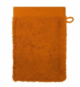 garnier-thiebaut, set of 2, luxury european shower mitts, dolce collection, dark orange, 100 percent cotton