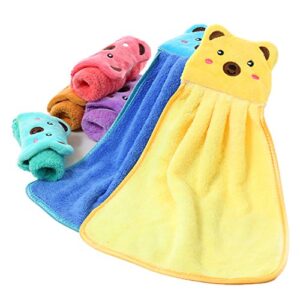 rmay store hotumn hanging towel washcloth cartoon cute animal kids microfiber hanging hand towels absorbent towel for kitchen bathroom color random 2pcs