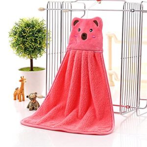 RMay Store HOTUMN Hanging Towel Washcloth Cartoon Cute Animal Kids Microfiber Hanging Hand Towels Absorbent Towel for Kitchen Bathroom Color Random 2pcs