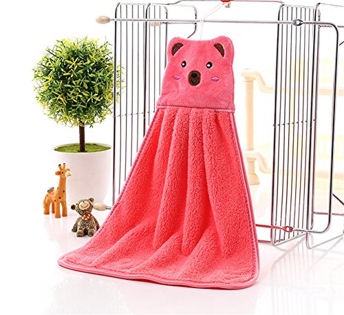 RMay Store HOTUMN Hanging Towel Washcloth Cartoon Cute Animal Kids Microfiber Hanging Hand Towels Absorbent Towel for Kitchen Bathroom Color Random 2pcs