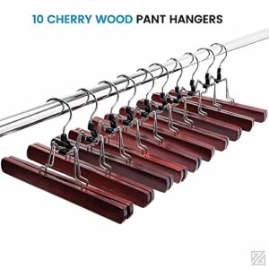 Smooth Cherry Wooden Hangers for Pants Has 360°-Swivel Hook (Set of 20) Embar Pants Hangers Coat Rack Clothes Rack Clothes Hangers Clothes Hanger Rack Pant Hangers with Clips