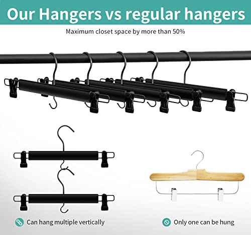 Perfecasa True Black Wooden Hanger Bundle: 30-Piece Set for Skirts, Slacks & Fine Clothes