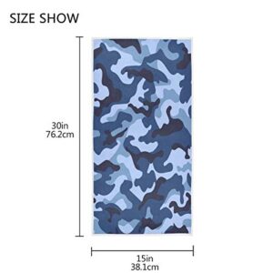 Blueangle Camo Hand Towel Blue Military Camouflage Towels Soft Highly Absorbent Towel Bath Decor for Bathroom Gym Spa, 30x15 inch