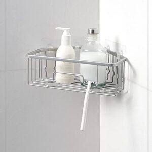 sunnypoint rustproof aluminum wall mount shower caddy basket shelf; adhesive hook pad included (triangle, silver)