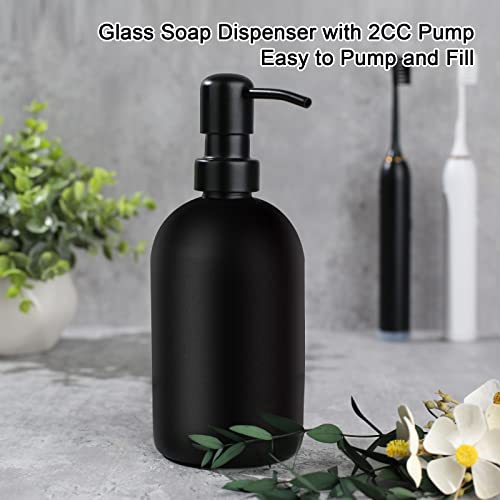 GMISUN Black Bathroom Accessories Set, Matte Black Bathroom Accessory Set, Bathroom Soap Dispenser and Toothbrush Holder Set, Qtip Holder, Modern Bathroom Decor Sets, Glass Bath Accessories Sets