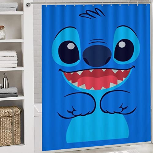 fmsnupz Cartoon Shower Curtain 4PCS Set, Cute Bathroom Decor with Non-Slip Rugs, Toilet Lid Cover and Bath Mat, Waterproof Fabric Shower Curtains with 12 Hooks, 70.8"x70.8"