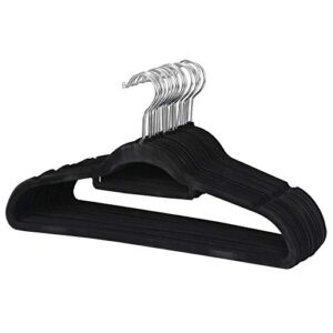 velvet hangers 100 pack, premium velvet hanger non-slip, 360° degree rotatable hook, space saving clothes hanger (black)