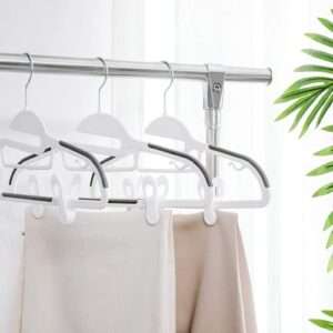 LyyGuanYoo 60 Pack Plastic Hanger Clips for Hangers, Multi-Purpose Baby Hanger Clips, Plastic Clothing Clips to Fit Standard Hangers, Finger Clips for Pants Shorts, Socks, Hats, Food Chip Bags, Notes