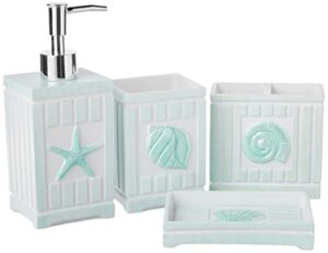 sweet home collection bathroom accessories sets unique collections modern classic contemporary decorative beautiful designs bath shower tub décor, 4 piece set, beach shells