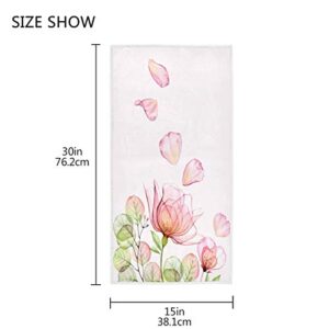 ALAZA Pink Rose Floral Glass Flower Hand Towels Bathroom Towel Highly Absorbent Soft Small Bath Towel Decorative Guest Breathable Fingertip Towel for Face Gym Spa 30 X 15 Inch