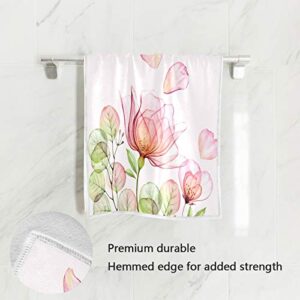 ALAZA Pink Rose Floral Glass Flower Hand Towels Bathroom Towel Highly Absorbent Soft Small Bath Towel Decorative Guest Breathable Fingertip Towel for Face Gym Spa 30 X 15 Inch