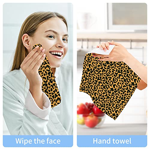 Animal Leopard Print Towels Cotton Washcloths Set,Soft Highly Absorbent Face Cloths,Fingertip Towels for Bath Fitness, Sports,Yoga,12'' x 12'' (4 Pack)