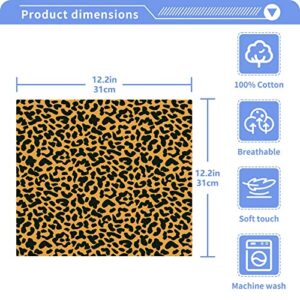 Animal Leopard Print Towels Cotton Washcloths Set,Soft Highly Absorbent Face Cloths,Fingertip Towels for Bath Fitness, Sports,Yoga,12'' x 12'' (4 Pack)