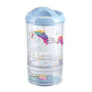 Unicorn Rainbow 3pc Set Lotion Pump/Toothbrush Holder/Tumbler Bath Accessory Set Blue Novelty Plastic