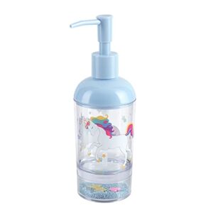 Unicorn Rainbow 3pc Set Lotion Pump/Toothbrush Holder/Tumbler Bath Accessory Set Blue Novelty Plastic