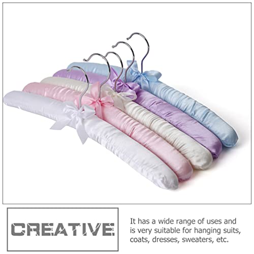 Cabilock Hanger Felt Hangers 10Pcs Foam Padded Hangers Satin Padded Hangers No Bump Anti- Dress Hangers Fancy Thick Padded Clothes Hangers for Bridesmaid Wedding Gown Closet Random Color Felt Hangers