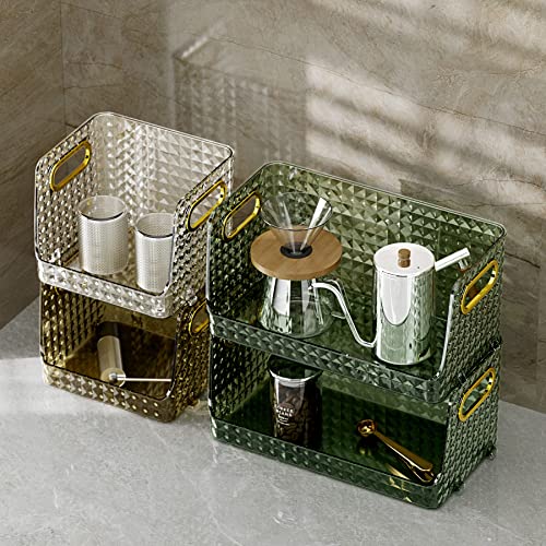 Makeup Organizer 2 pack,12.6-Inches long,6-inches Tall,Stackable Bathroom Organizer,Skin Care Organizer,Waterproof and Dustproof Makeup Holder,Ideal for Vanity,Bathroom and Kitchen…