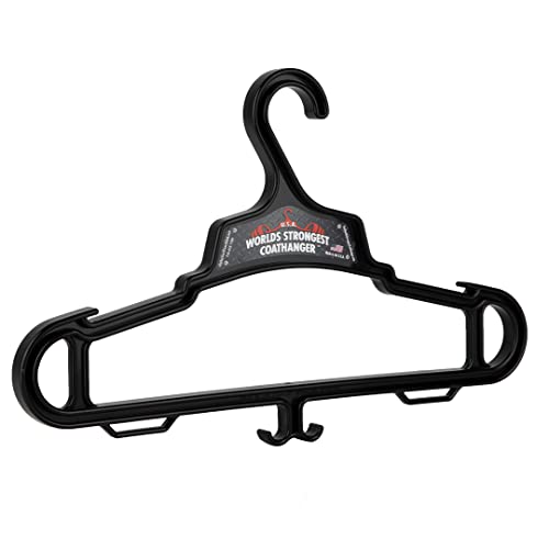 Worlds Strongest Coat Hanger | USA Made | 140 lb Load Capacity | Multipurpose Gear Hanger | Black (6)