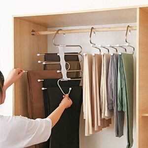 Tbkoly 5 in 1 Pant Rack Multifunction Shelves Steel Multi-Functional Wardrobe Magic Trouser Hanger Coat Storage