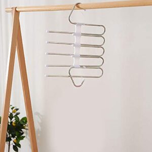 Tbkoly 5 in 1 Pant Rack Multifunction Shelves Steel Multi-Functional Wardrobe Magic Trouser Hanger Coat Storage