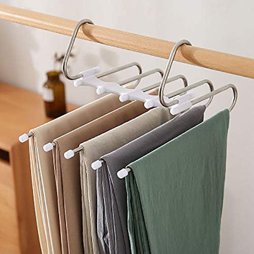 Tbkoly 5 in 1 Pant Rack Multifunction Shelves Steel Multi-Functional Wardrobe Magic Trouser Hanger Coat Storage