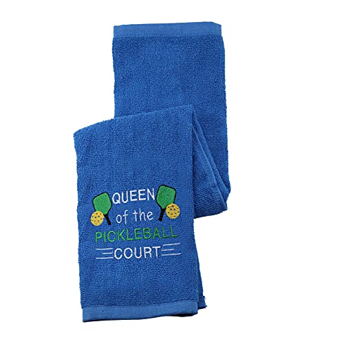 Pickleball Towel King/Queen of The Pickleball Court Embroidered Sports Teem Hand Towel Gift for Pickleball Player (Queen Towel)