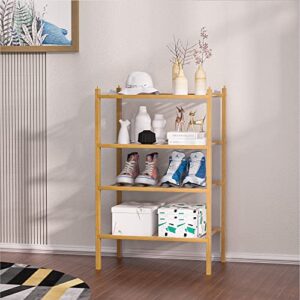 OYREL 4 Tier ,100% Natural Bamboo Wooden ,Stackable ,Narrow Shoe Rack Organizer,Entryway Shoe Rack,Small Shoe Rack Wood, for Closets,Shoe Stand