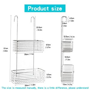 YQh Stainless steel double-layer shower rack, shower room hanging bathroom organizer, storage rack installed on the hanging bar or door, can store shampoo, hair conditioner, shower gel