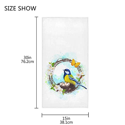 Vdsrup Hummingbird Bird Hand Bath Towel Shower Towels Butterfly Floral Fingertip Bathroom Towel Kitchen Dish Guest Towel Highly Absorbent Soft for Hand Face Gym Spa 30 X 15 Inch