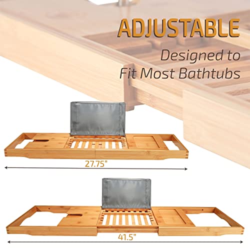 Premium Bamboo Shower Bench, Bamboo Bathtub Tray Caddy, and Bathroom Floor Mat